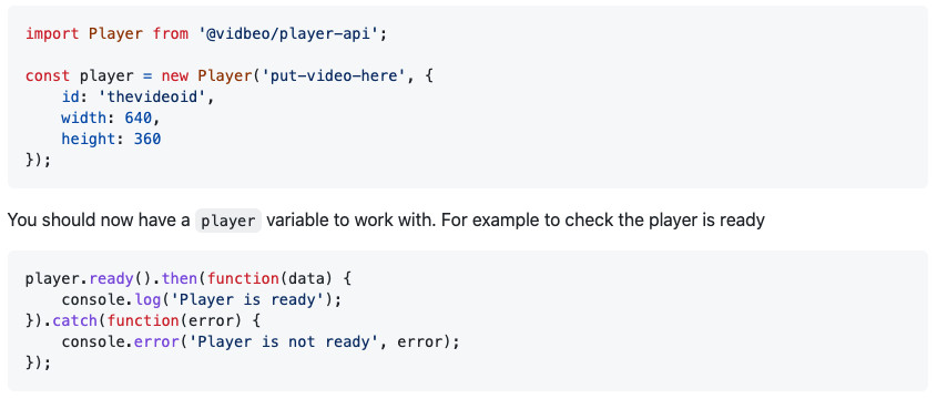The new player API (SDK)